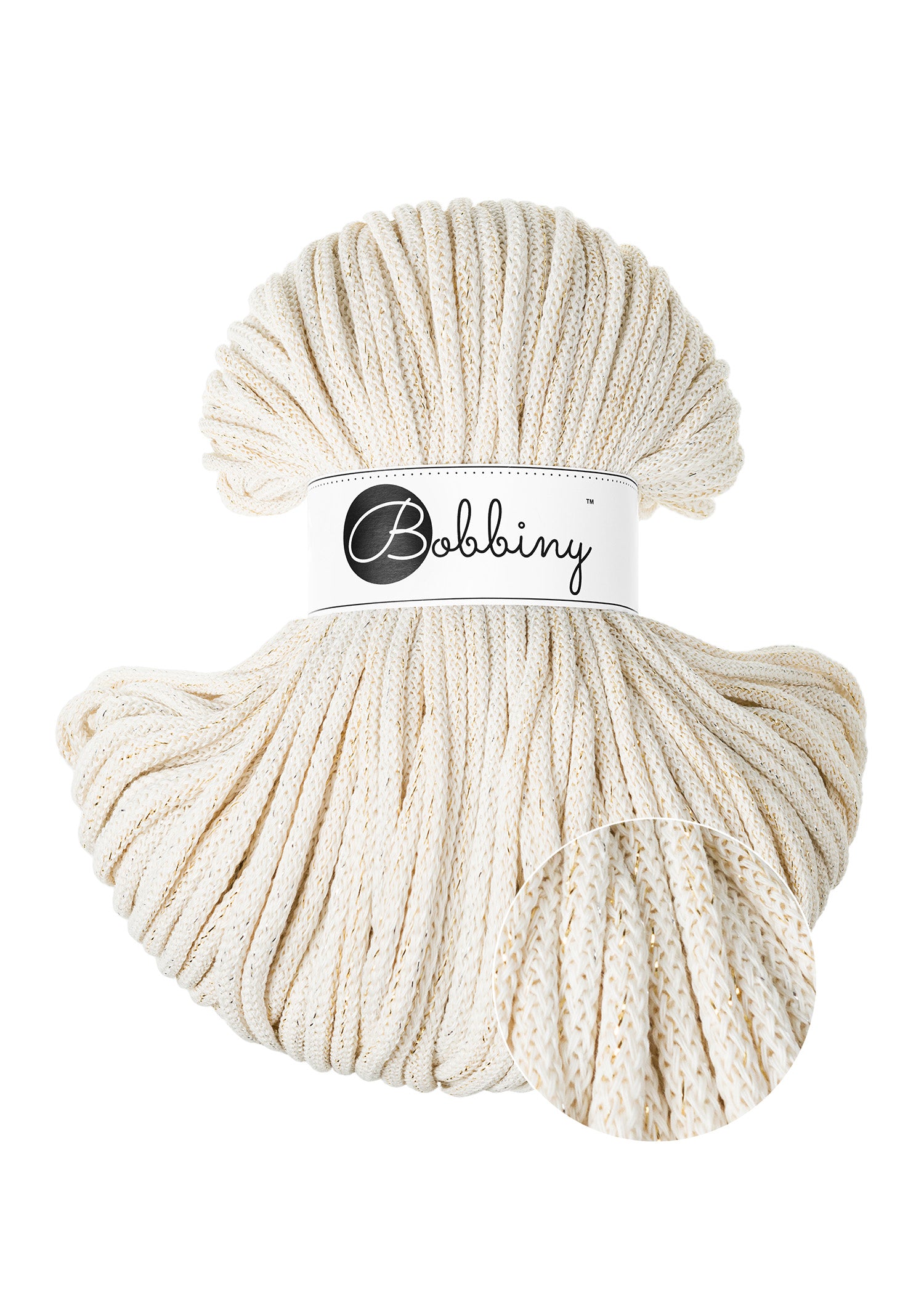 Bobbiny Premium 5mm Braided Macrame Cord (Shiny Natural) - 108yds/100m ...